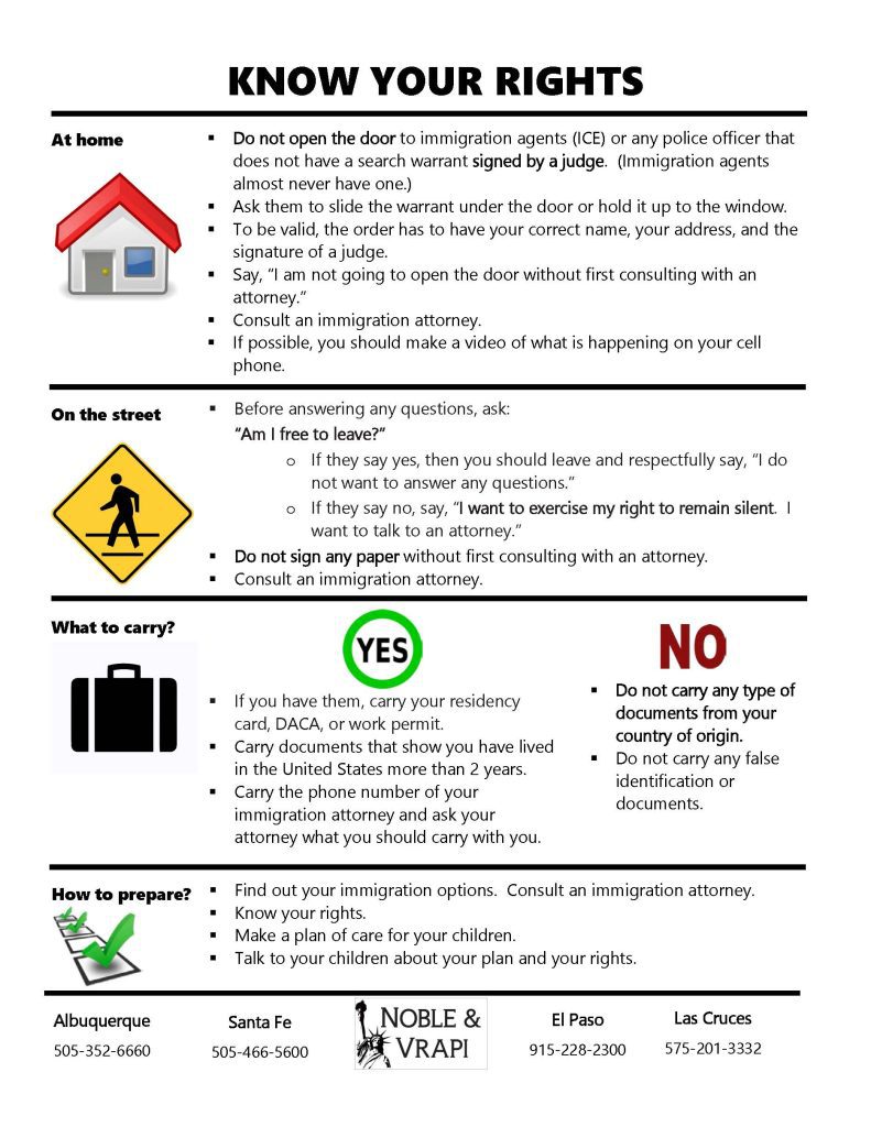 Know Your Rights | Vrapi Weeks | Immigration Lawyers Albuquerque